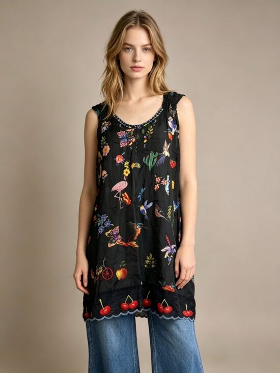 Johnny Was | Tops | Nwot Johnny Was Embroidered Butterfly Bird Floral ...